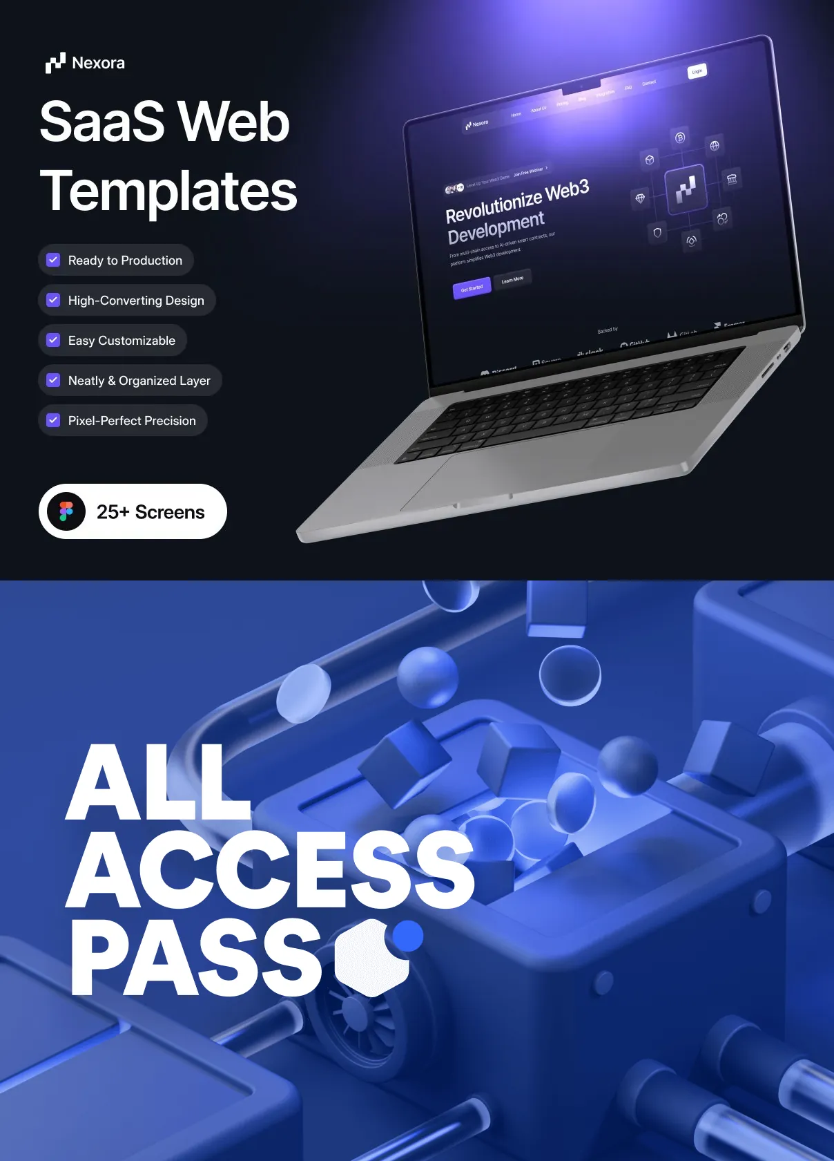 Nexora - SaaS Website Template UI Kit - Mansknow - UI Design Resources
