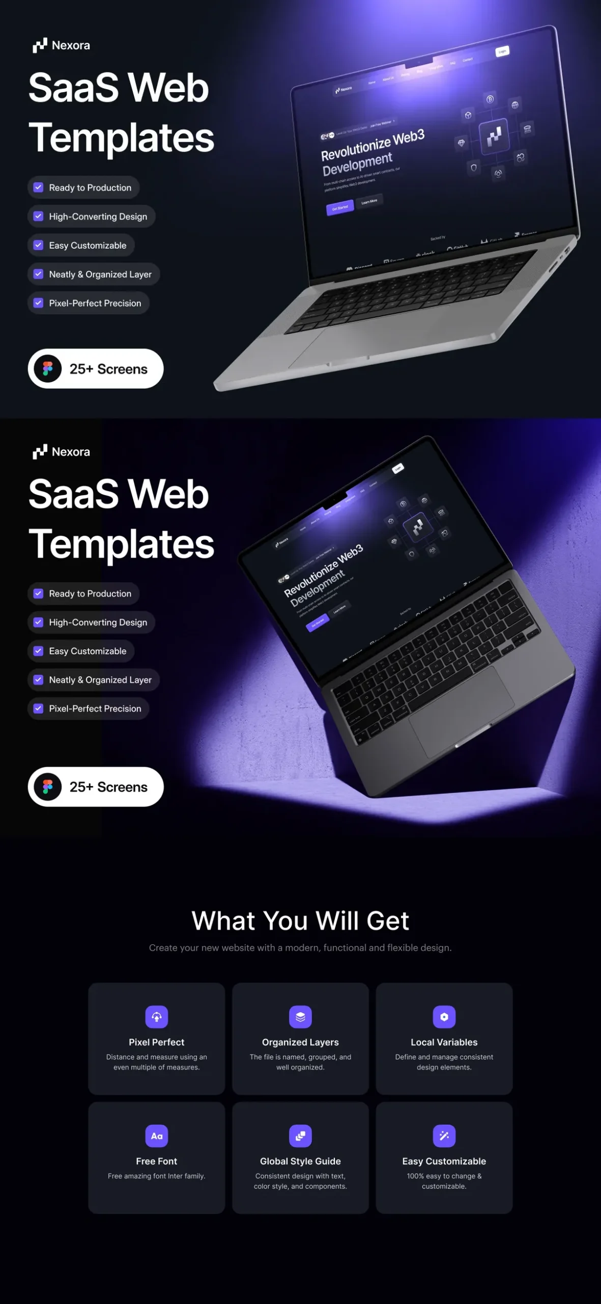 Nexora - SaaS Website Template UI Kit - Mansknow - UI Design Resources