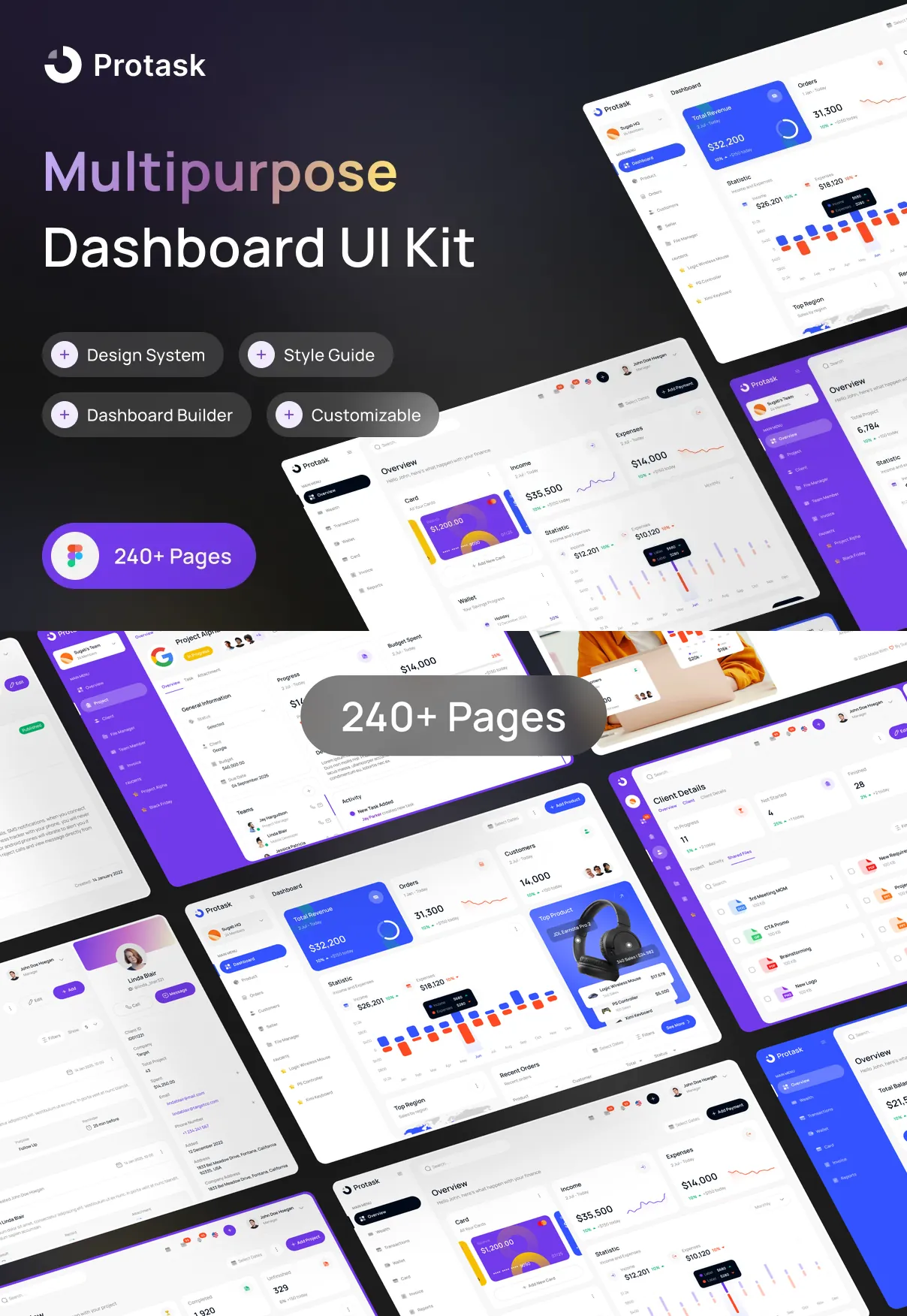 Protask Dashboard UI Kit - Mansknow - UI Design Resources