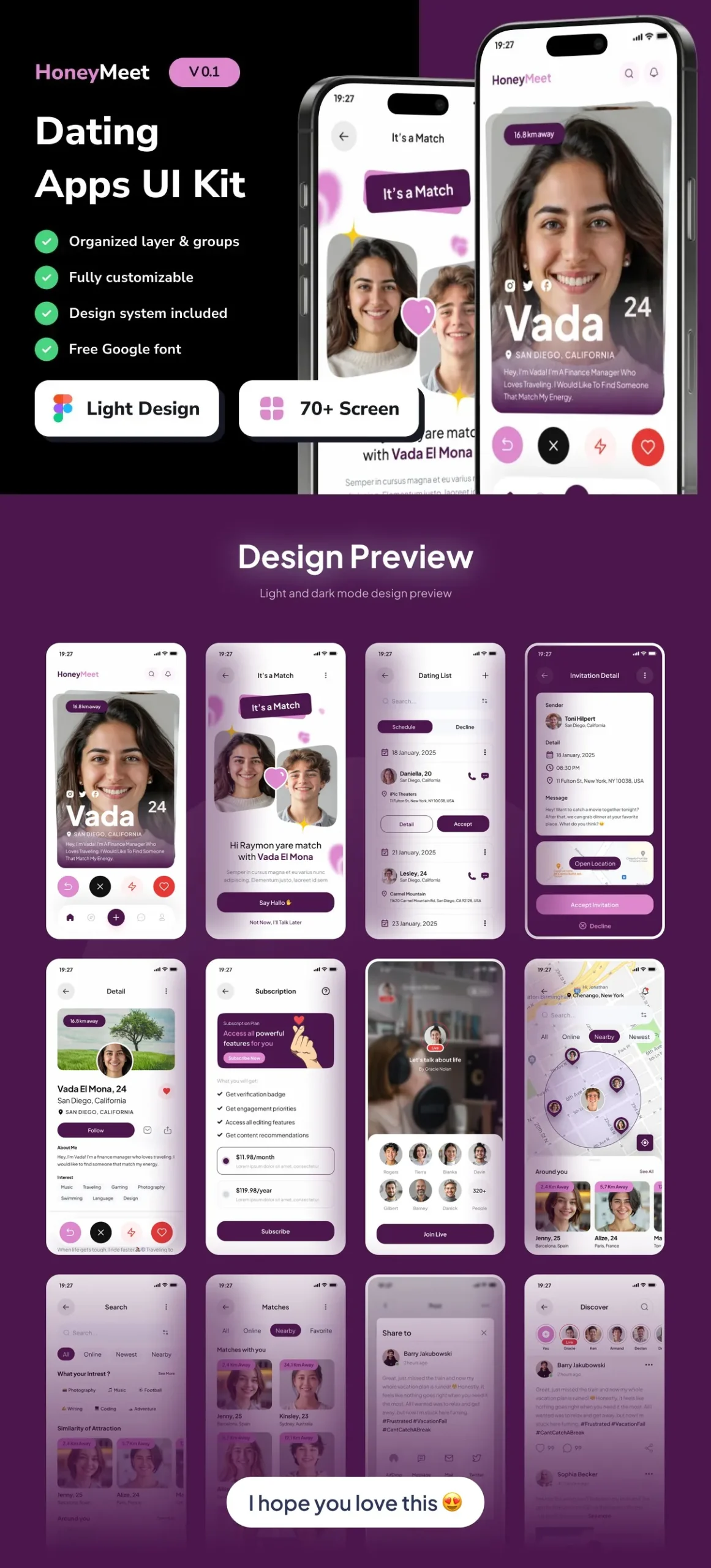 HoneyMeet - Dating Mobile App UI Kits - Mansknow - UI Design Resources