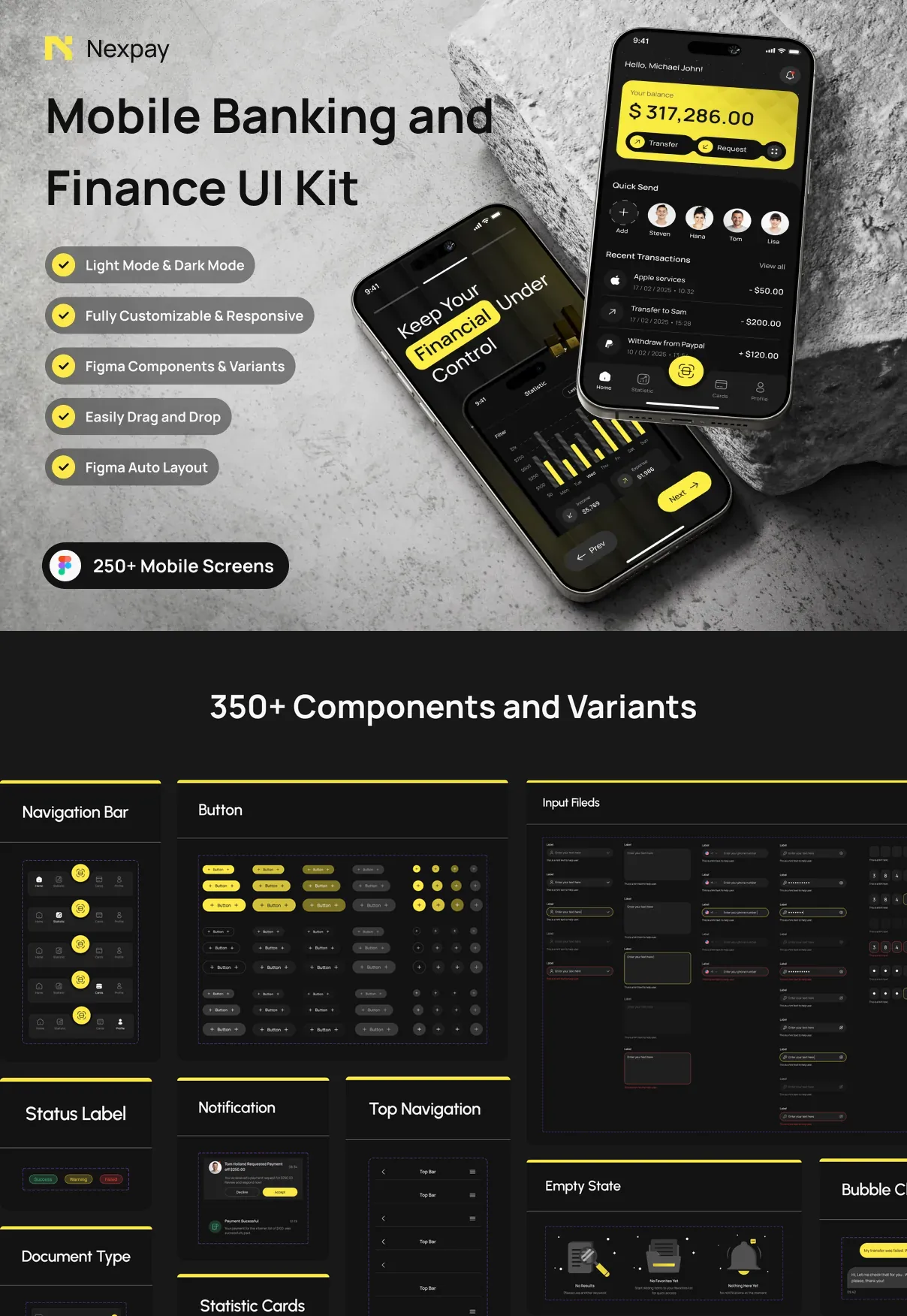 Nexpay - Mobile Banking and Finance App UI Kit Figma Resources on UI8 - Mansknow - UI Design ...