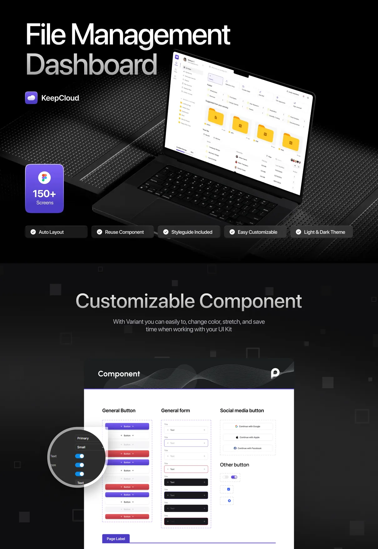 KeepCloud - File Management Dashboard UI Kit - Mansknow - UI Design ...