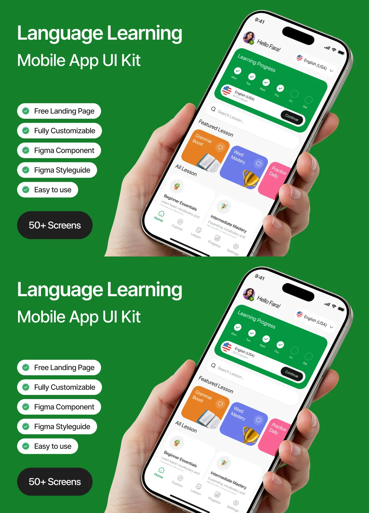 Learna - Language Learning Mobile App UI Kit - Mansknow - UI Design ...