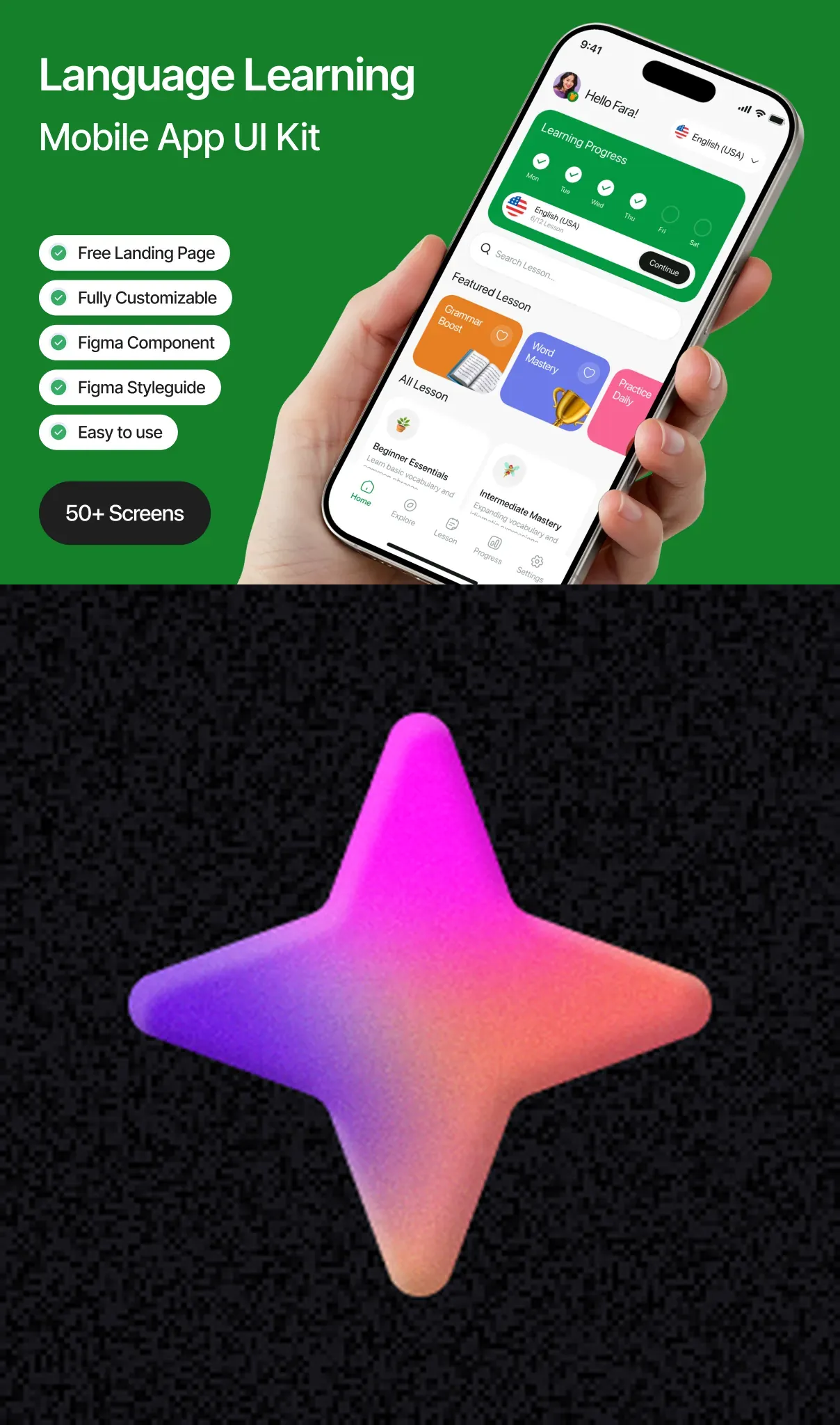 Learna - Language Learning Mobile App UI Kit - Mansknow - UI Design ...