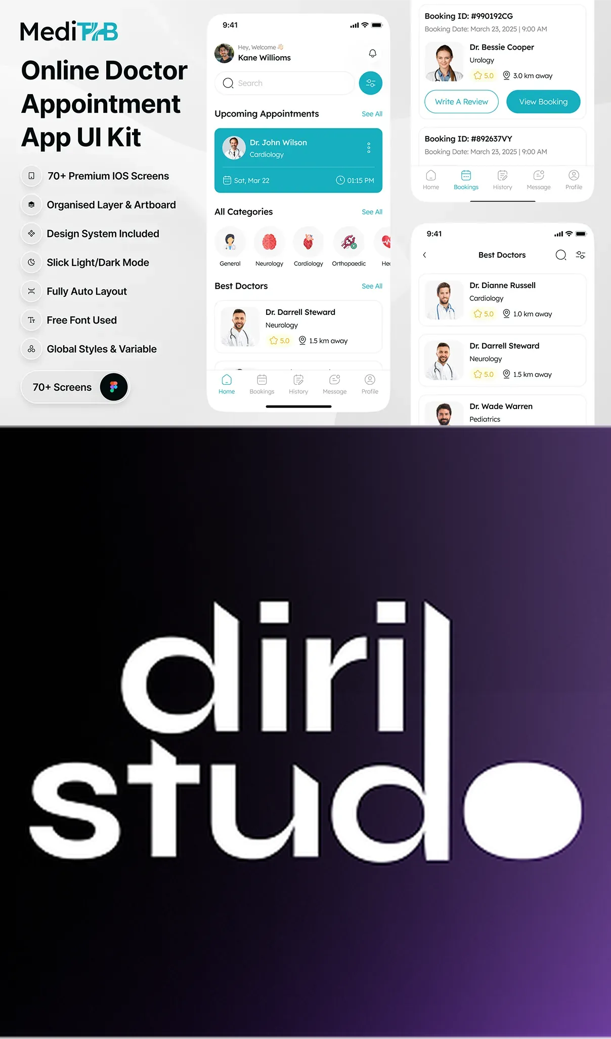 Meditab - Online Doctor Appointment App UI Kit - Mansknow - UI Design ...